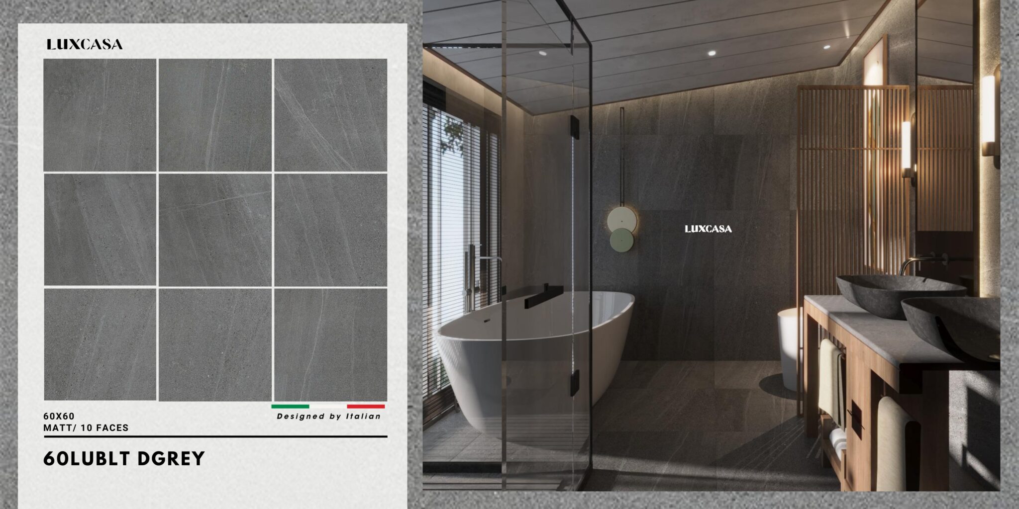 Gạch giả đá mờ 60x60 LUBLT DGREY - Vẻ Đẹp Bất Tận